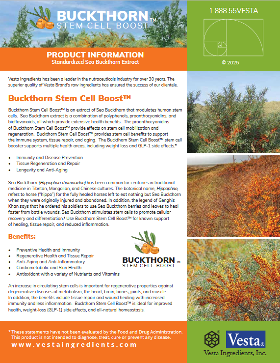 Buckthorn Stem Cell Boost - Brochure - Vesta Nutra